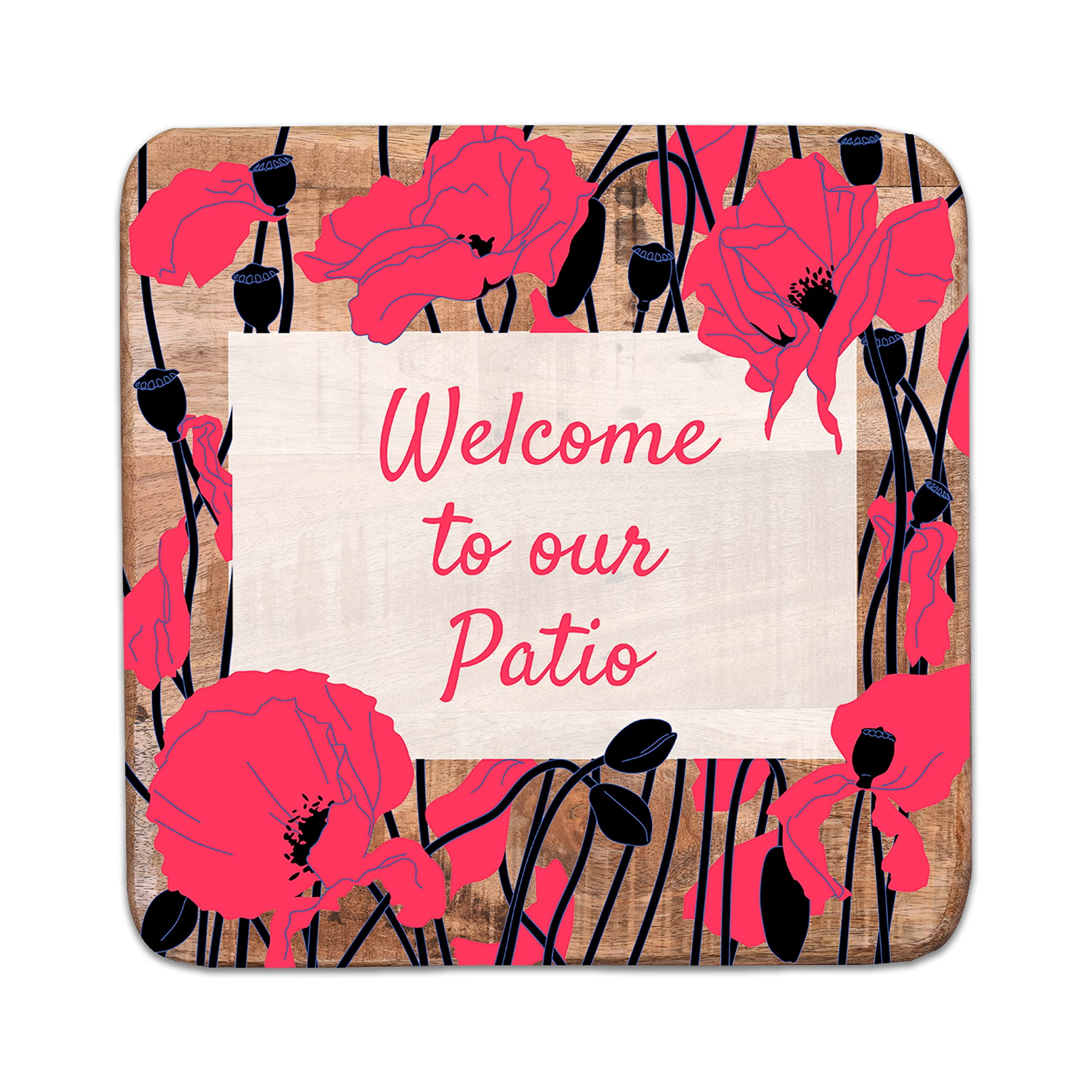 COVERS&ALL Wooden Patio Sign Made of Solid Mango Wood with 3 Planks, UV ...