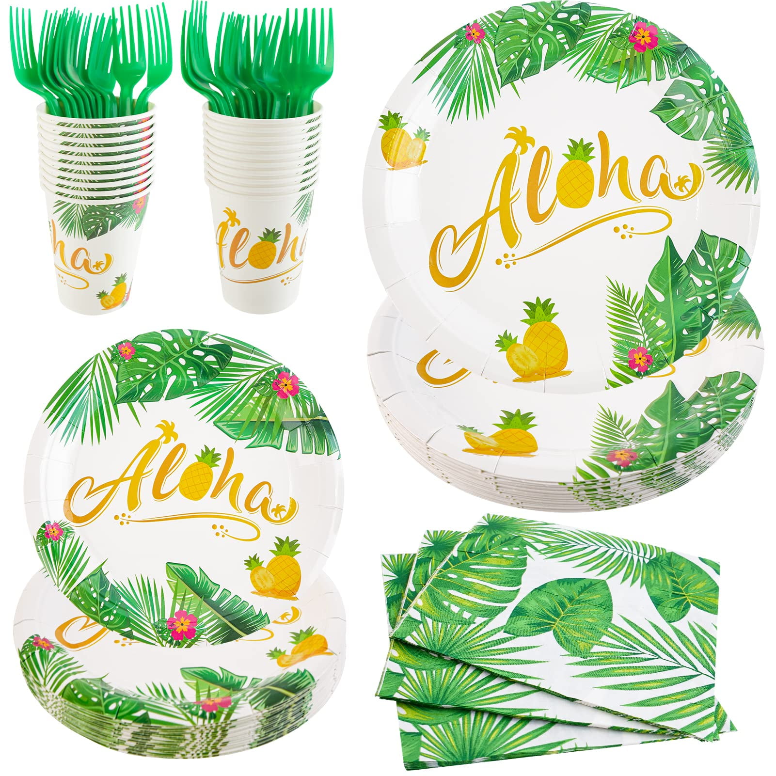 COVEVA Hawaiian Plates and Napkins Party Supplies - Walmart.com