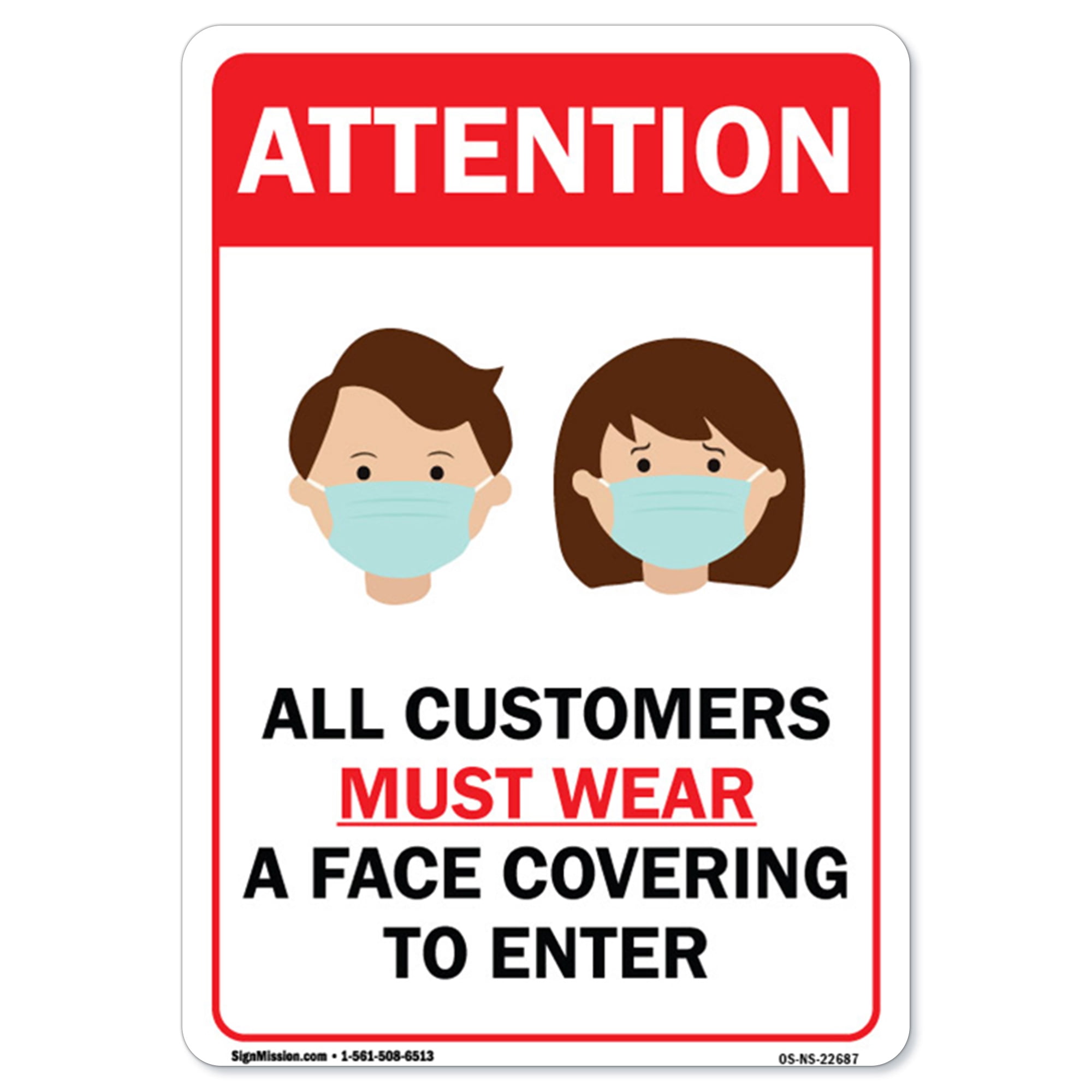 COVID-19 Notice Sign - All Customers Must Wear a Face Covering to Enter ...
