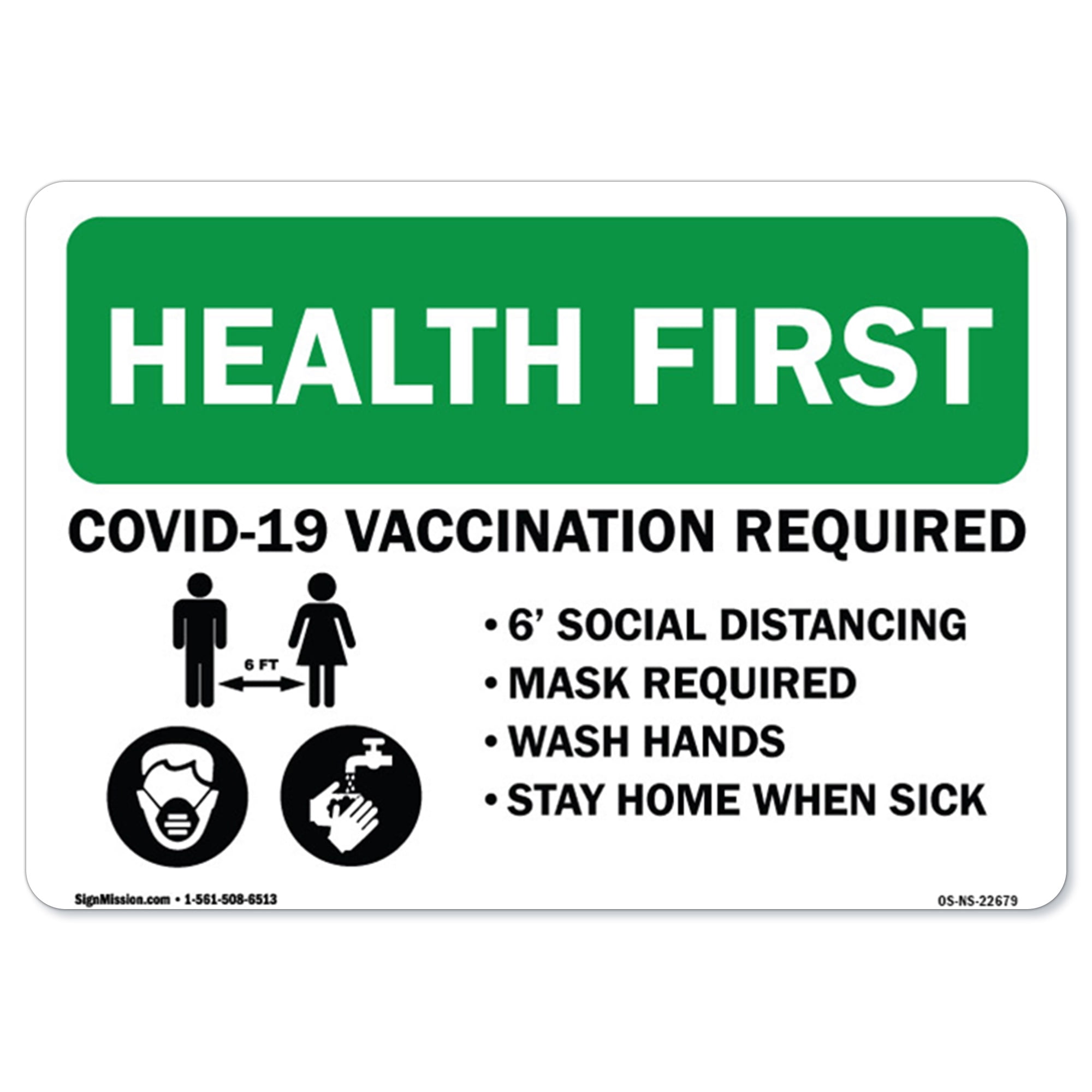COVID-19 Notice Sign - Health First - Covid Vaccination Required | Peel ...