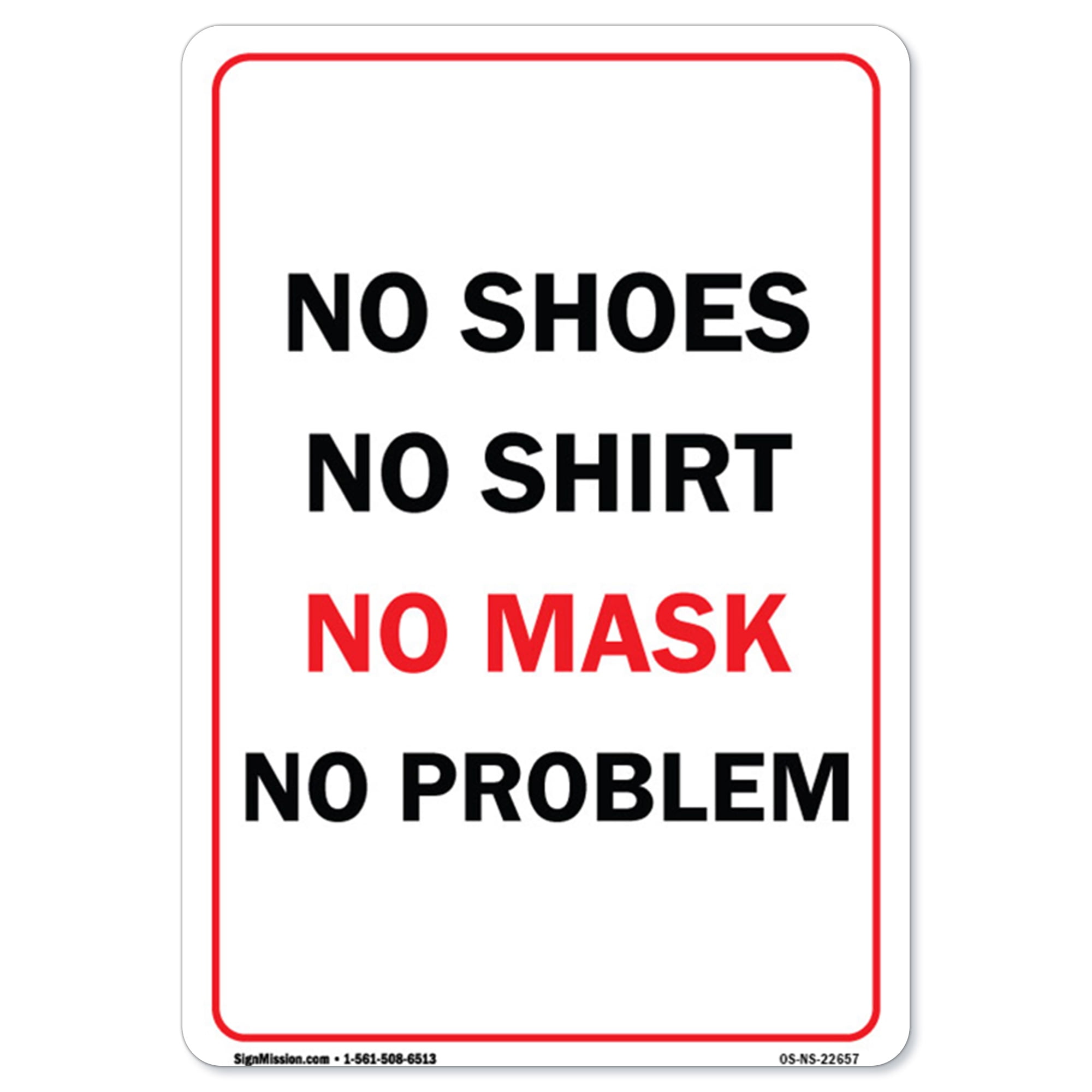 COVID-19 Notice Sign - No Shoes No Shirt No Mask No Problem | Peel And ...