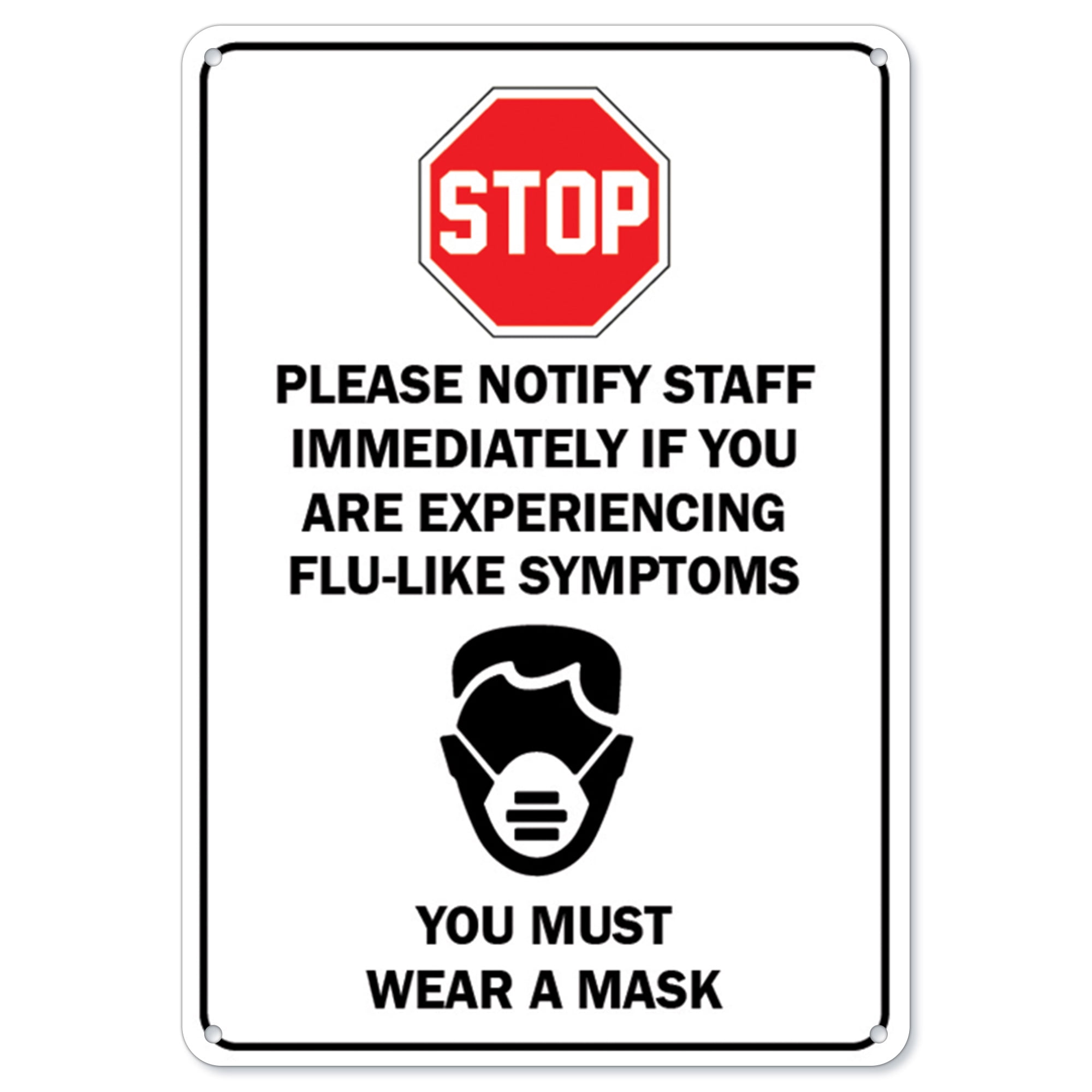 COVID-19 Notice Sign - Stop Notify Staff If You Are Experiencing Flu ...