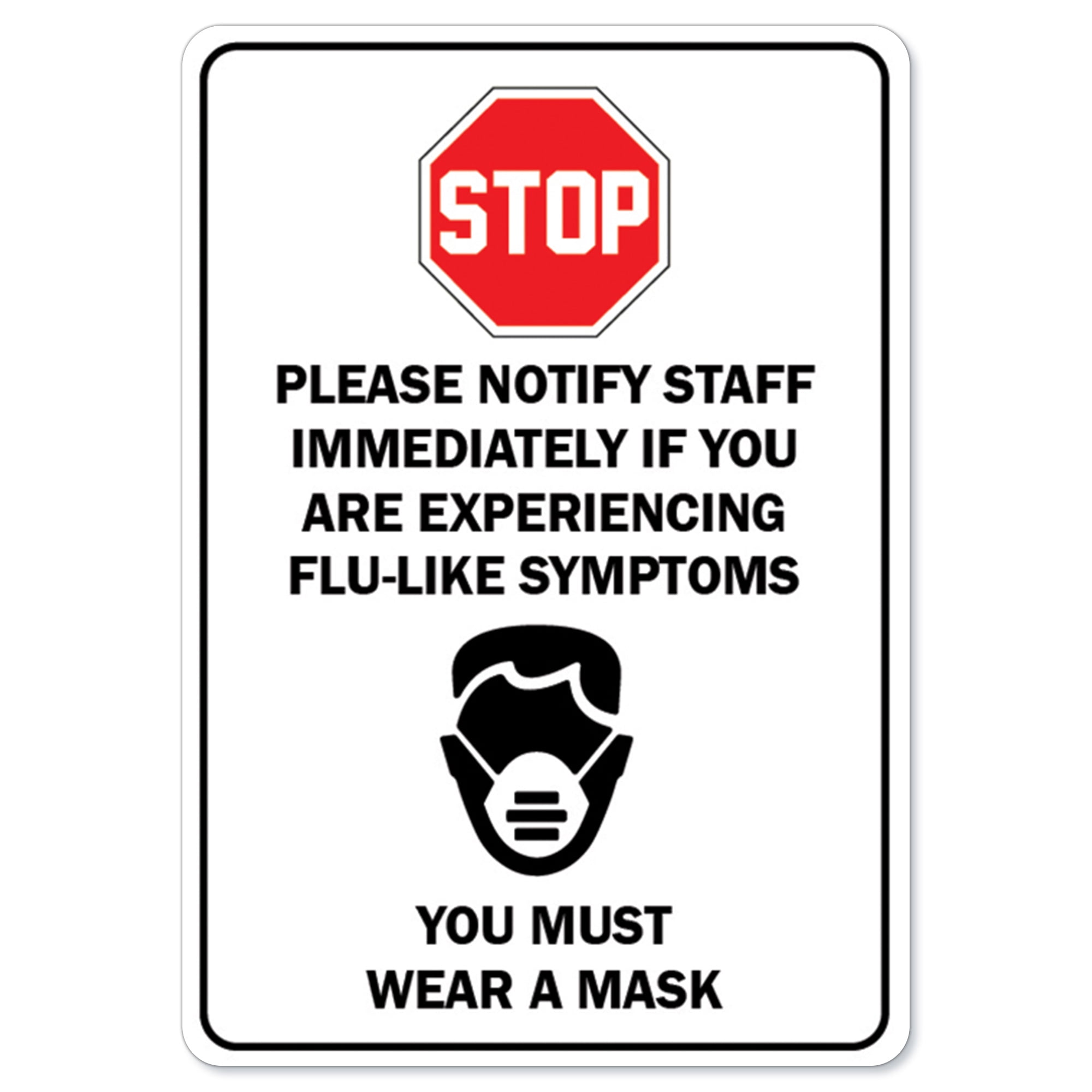 COVID-19 Notice Sign - Stop Notify Staff If You Are Experiencing Flu ...