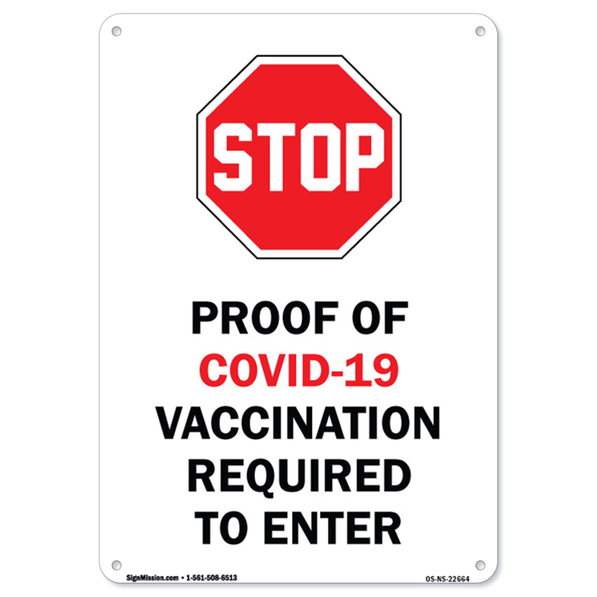 COVID-19 Notice Sign - Stop Proof of Covid-19 Vaccination Required to ...