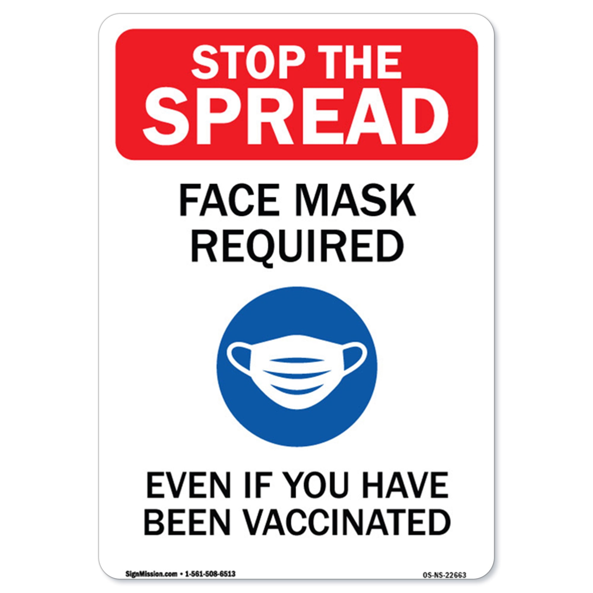 COVID-19 Notice Sign - Stop The Spread Face Mask Required Even If You ...