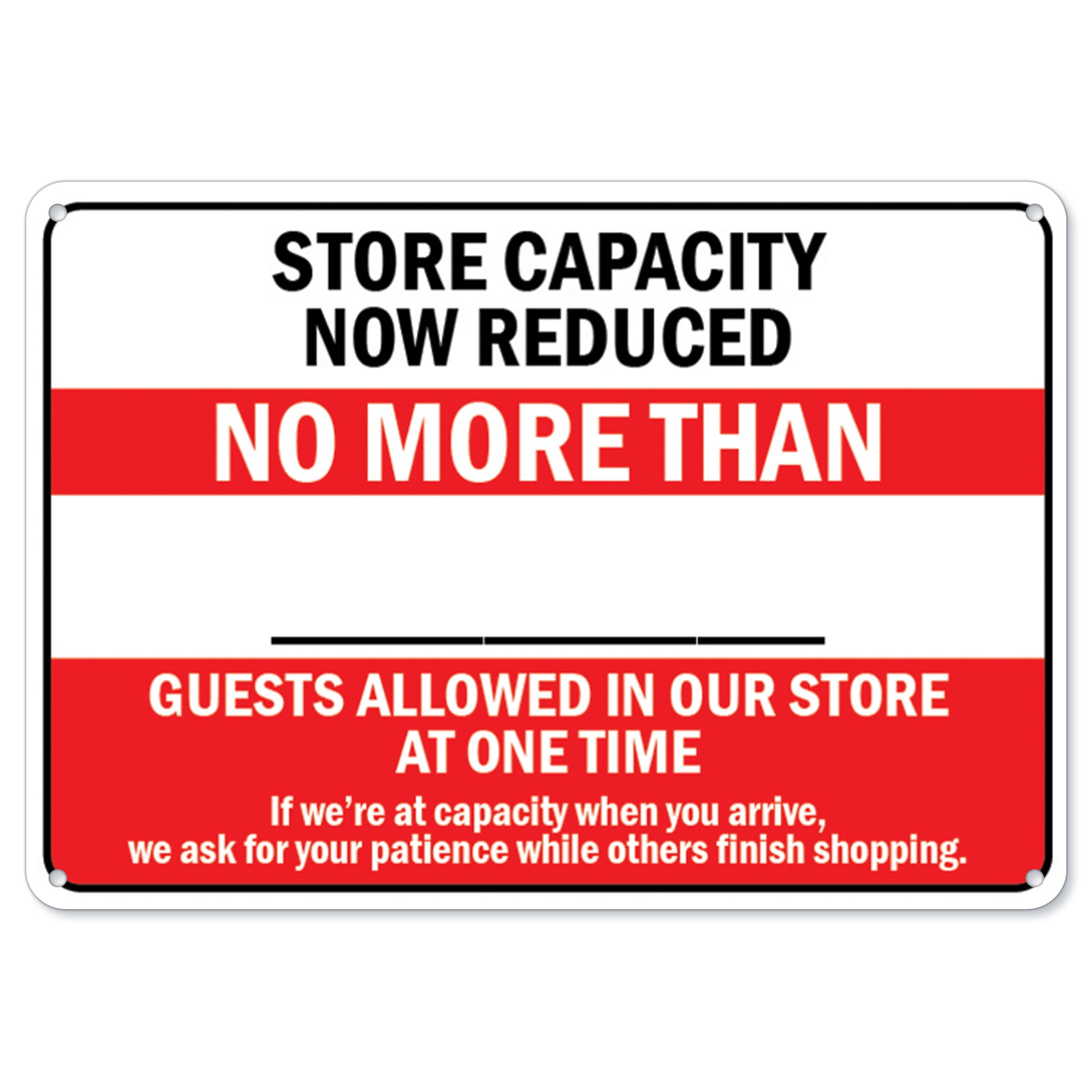 COVID-19 Notice Sign - Store Capacity Now Reduced No More Than ...