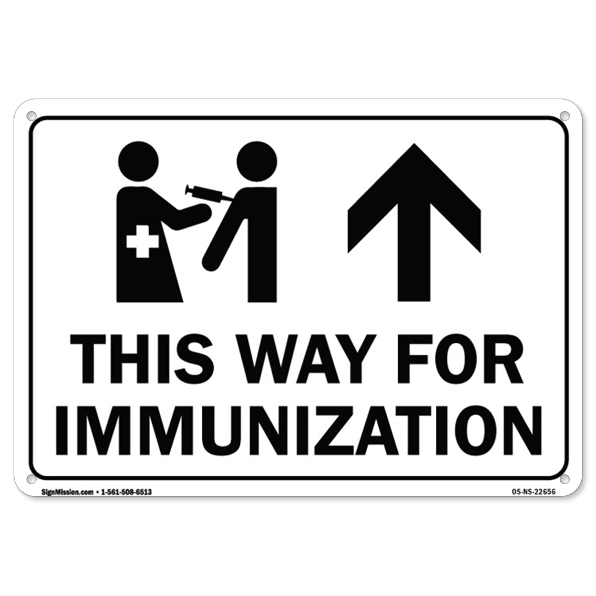 COVID-19 Notice Sign - This Way for Immunization Up Arrow | Plastic ...