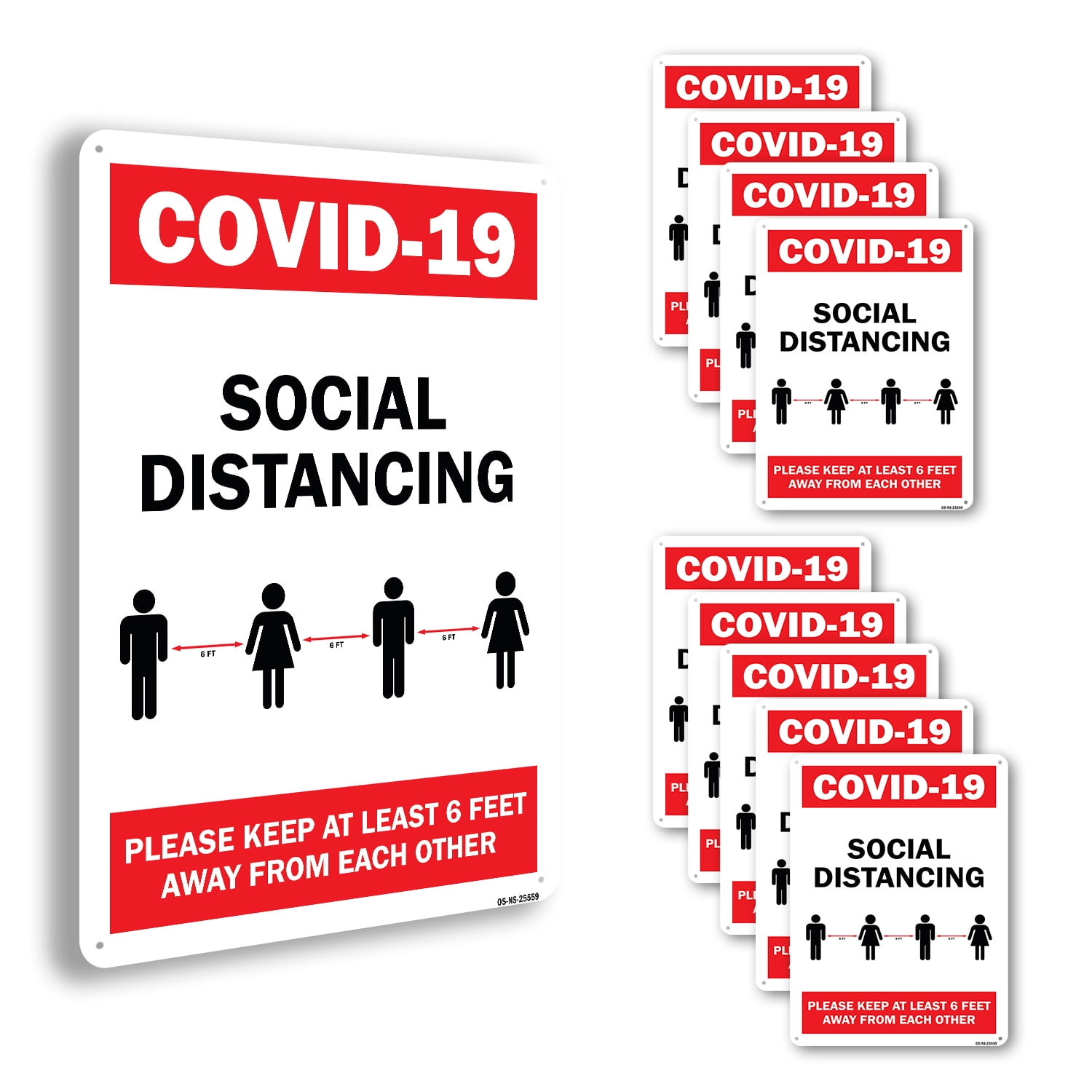 COVID-19 Social Distancing Please Keep 6 Feet Away Public Safety Rigid ...