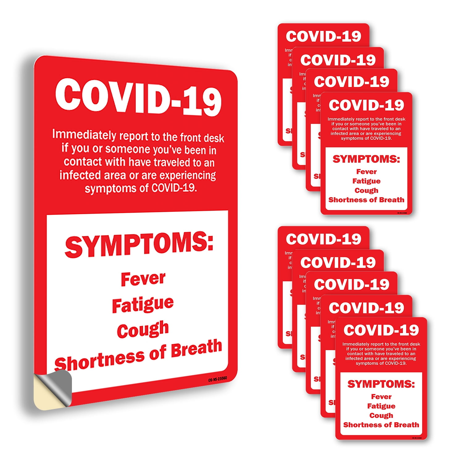 COVID-19 Symptoms Report To Front Desk Public Safety Vinyl Decal Label ...