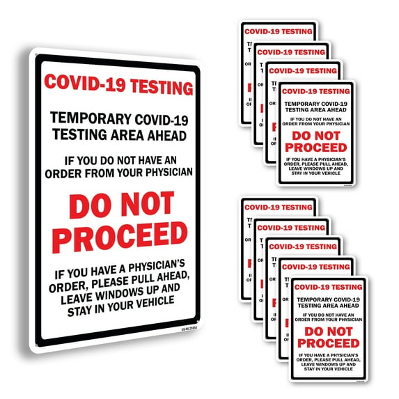 COVID-19 Testing Area Ahead Do Not Proceed Public Safety Aluminum Sign ...