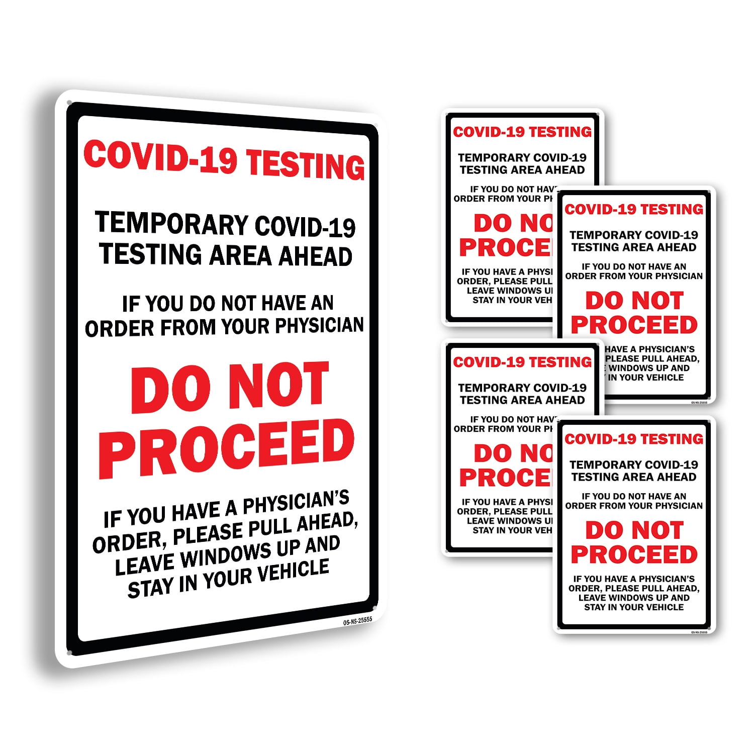 COVID-19 Testing Area Ahead Do Not Proceed Public Safety Aluminum Sign ...
