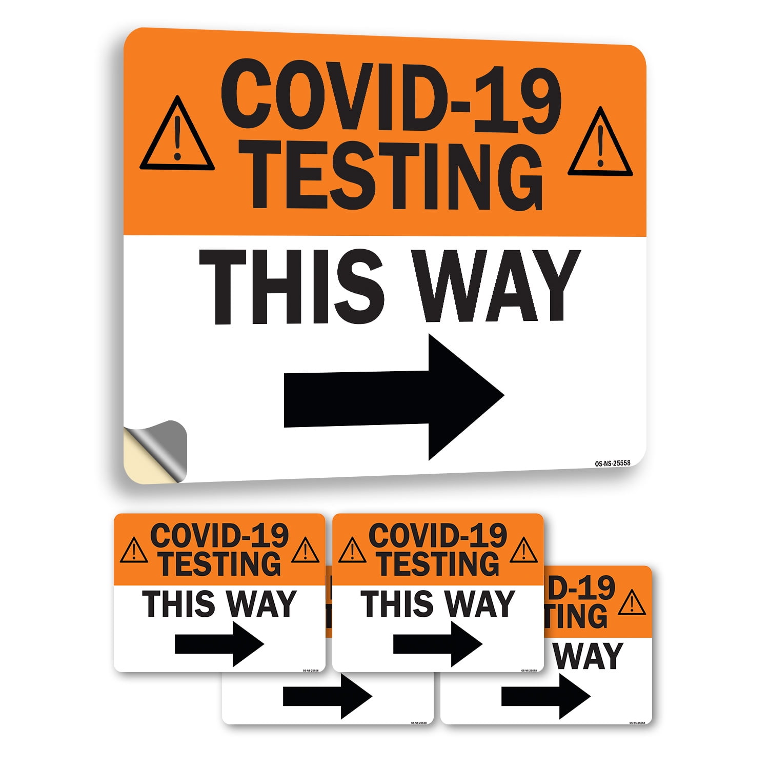 COVID-19 Testing This Way Right Arrow Public Safety Vinyl Decal Label 7 ...