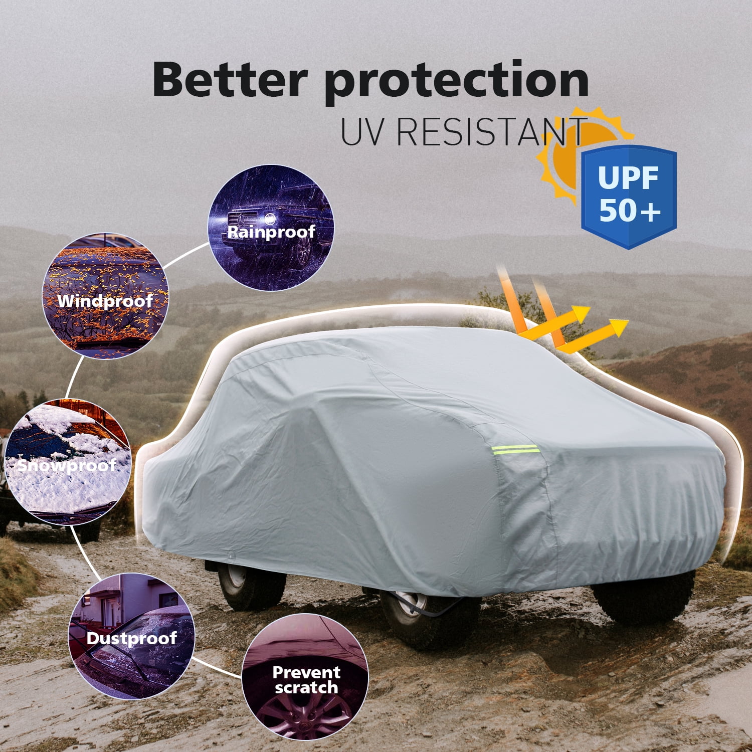 COVINTON Waterproof All Weather Car Cover for Large Car Pickup Truck ...