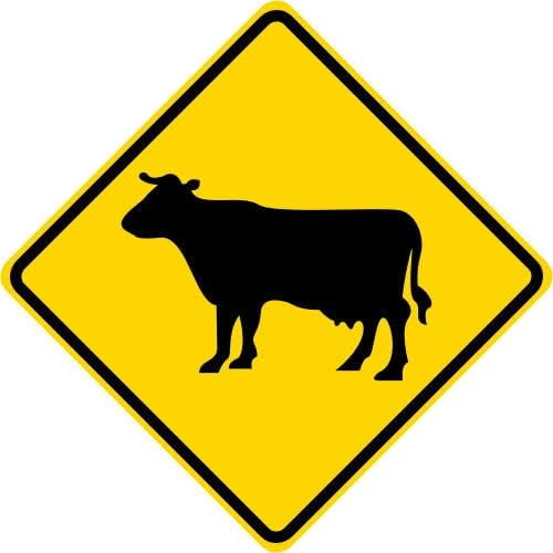 COW CATTLE CROSSING SYMBOL Road Square/Round Metal Sign 12x12 inch ...