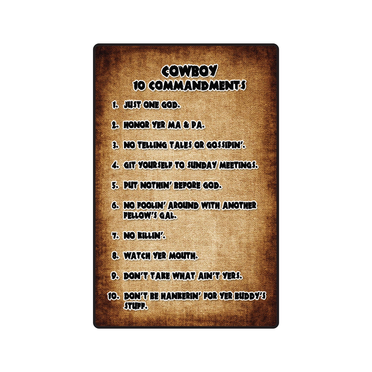 COWBOY 10 COMMANDMENTS Decal country southern hillbilly bible | Indoor ...