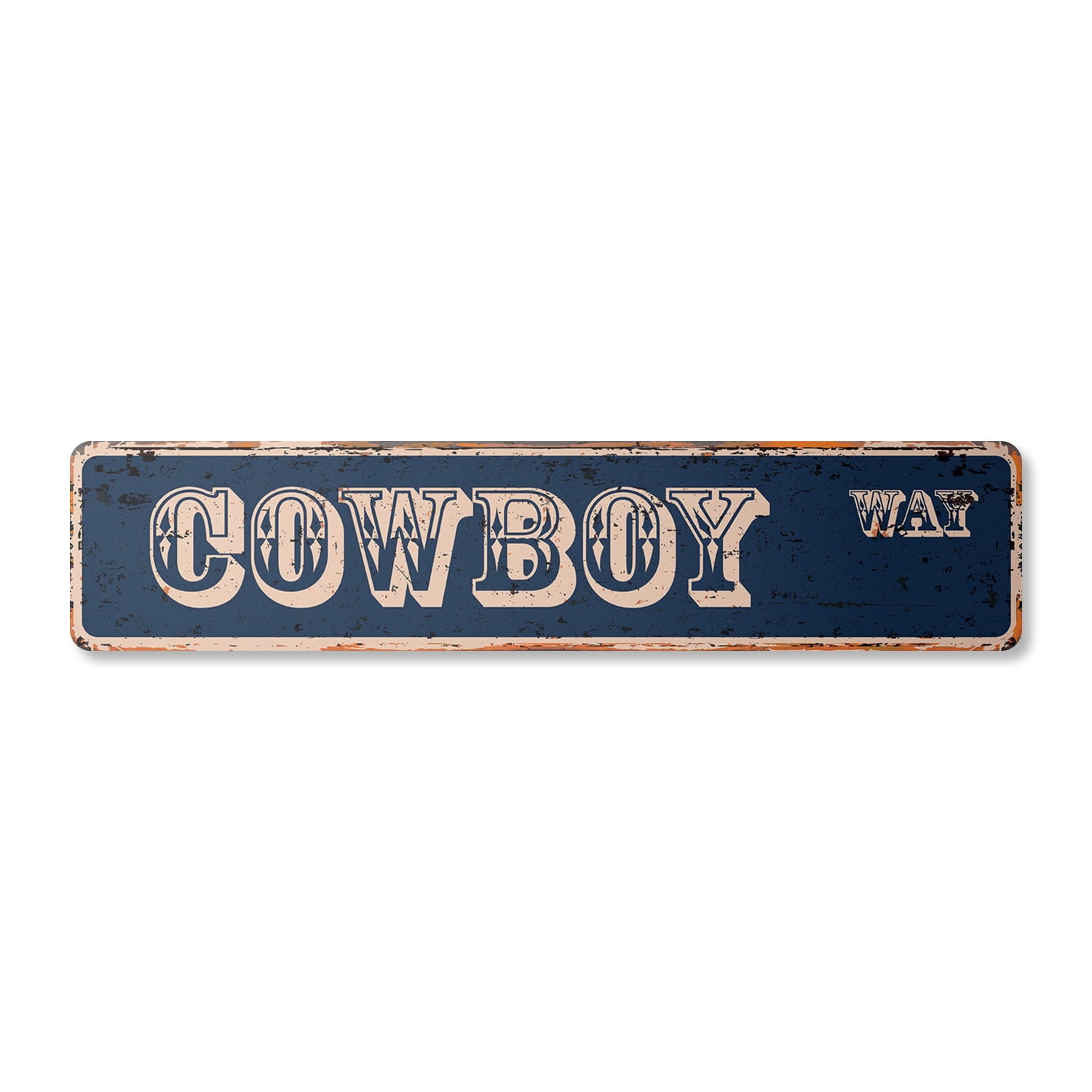 COWBOY Vintage Aluminum Street Sign rancher hat boots western horse ...