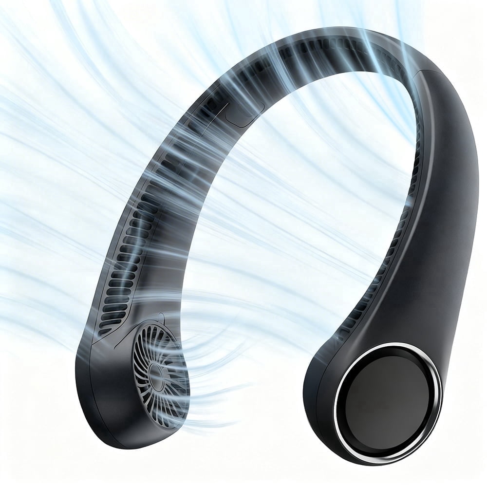 Wearable Portable Neck Fan, Bladeless Quiet Cooling, 3600mAh USB ...