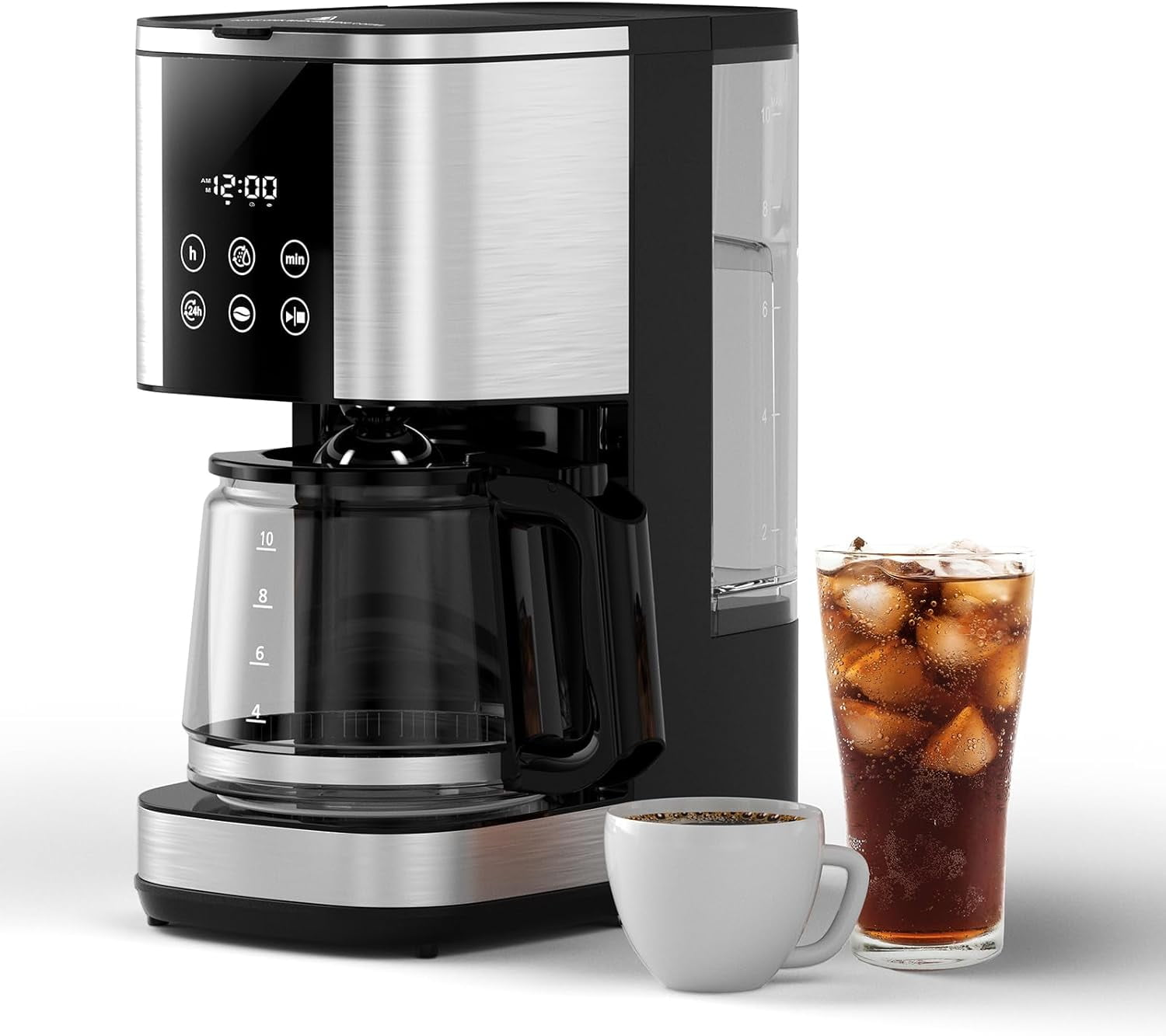 COWSAR 10-Cup Coffee Maker, Drip Coffee Machine with LED Display, Touch ...