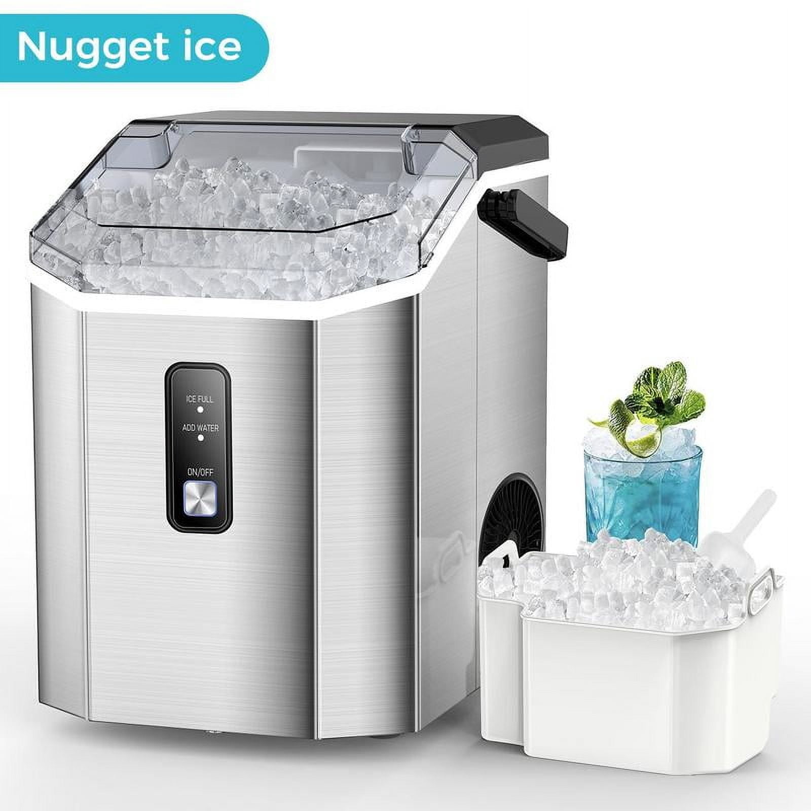 Soft Chewable Nugget Ice Maker Countertop, One-Button Quick Ice Making ...