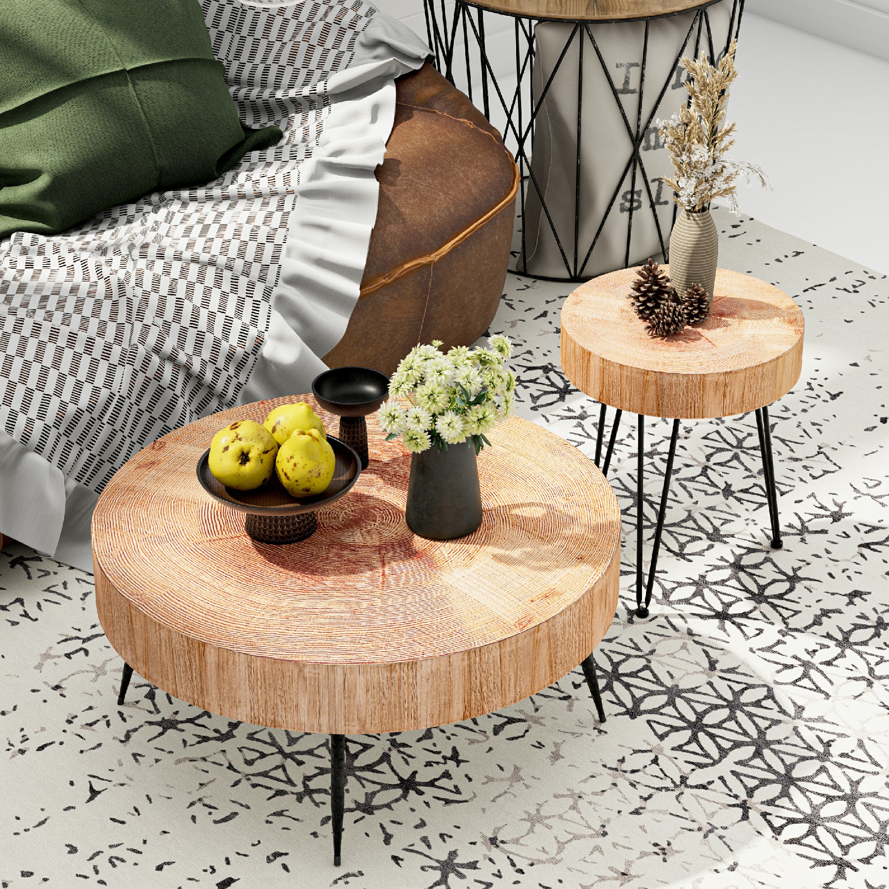 Nathan James Kendall Round Nesting Living Room Coffee Table Set of 2 ...