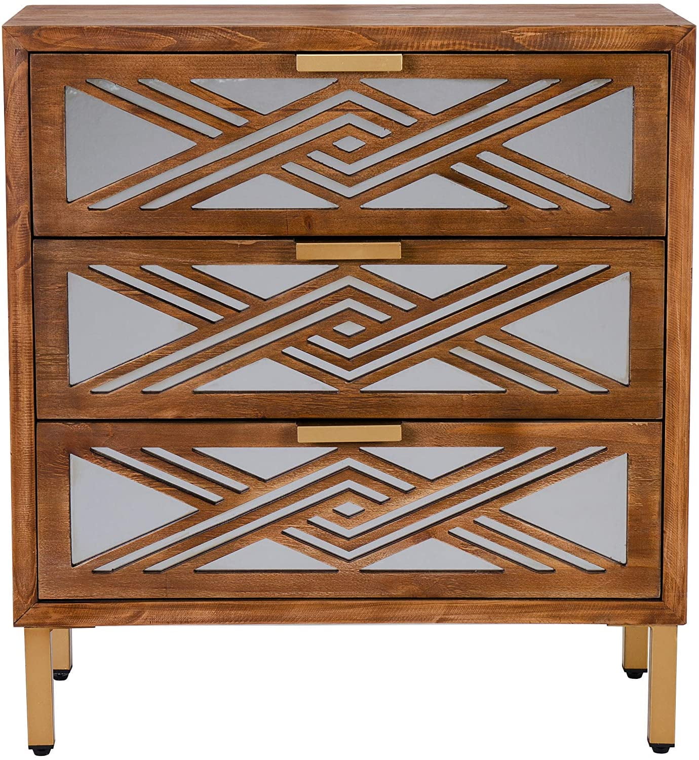 COZAYH 3-Drawer Accent Dresser with Mirror Fronts, Modern Farmhouse ...