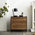 COZAYH 3-Drawer Woven Cane Front Accent Chest with Brass Knobs for ...