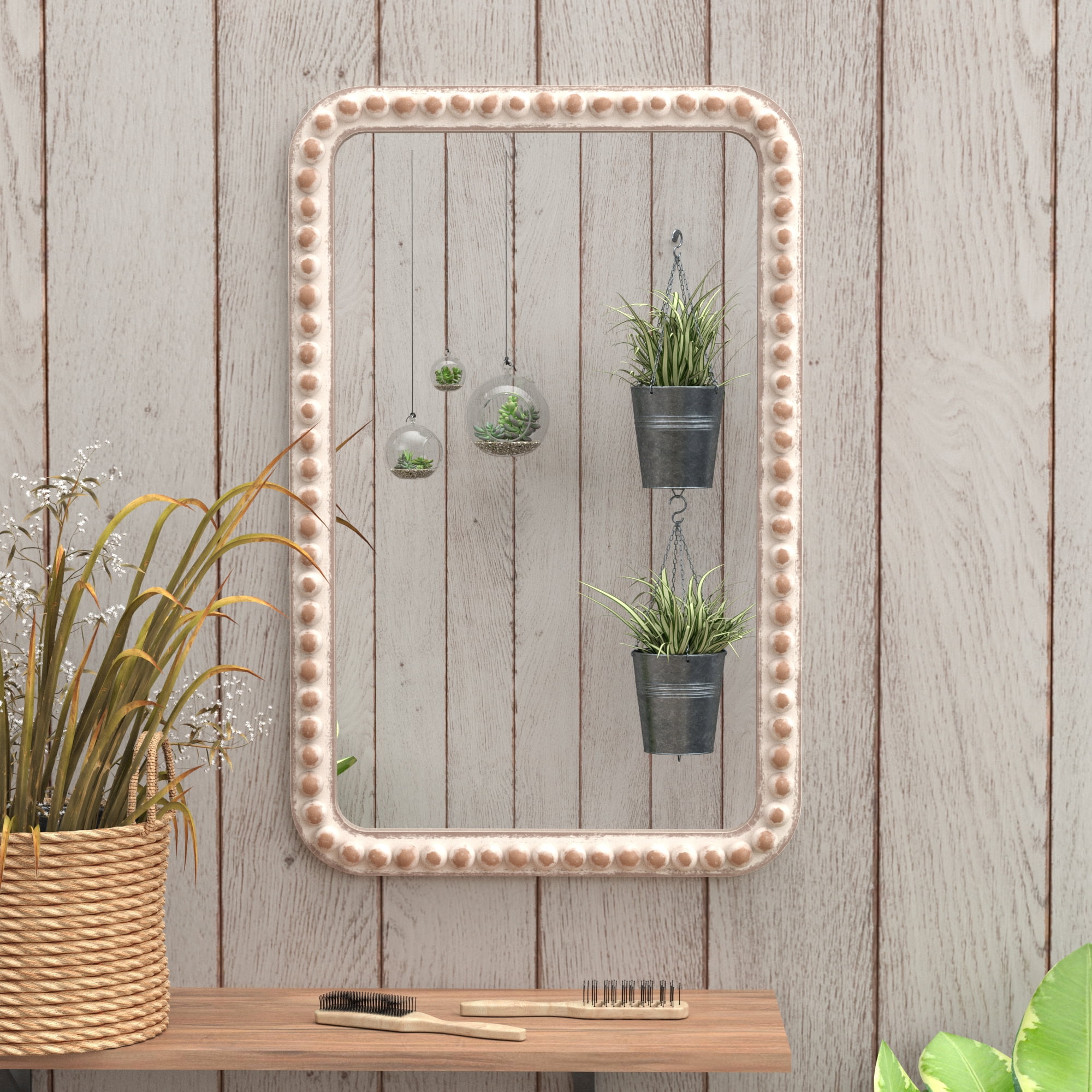 Free Shipping! COZAYH Rustic Farmhouse Style Accent Mirror, Distressed ...