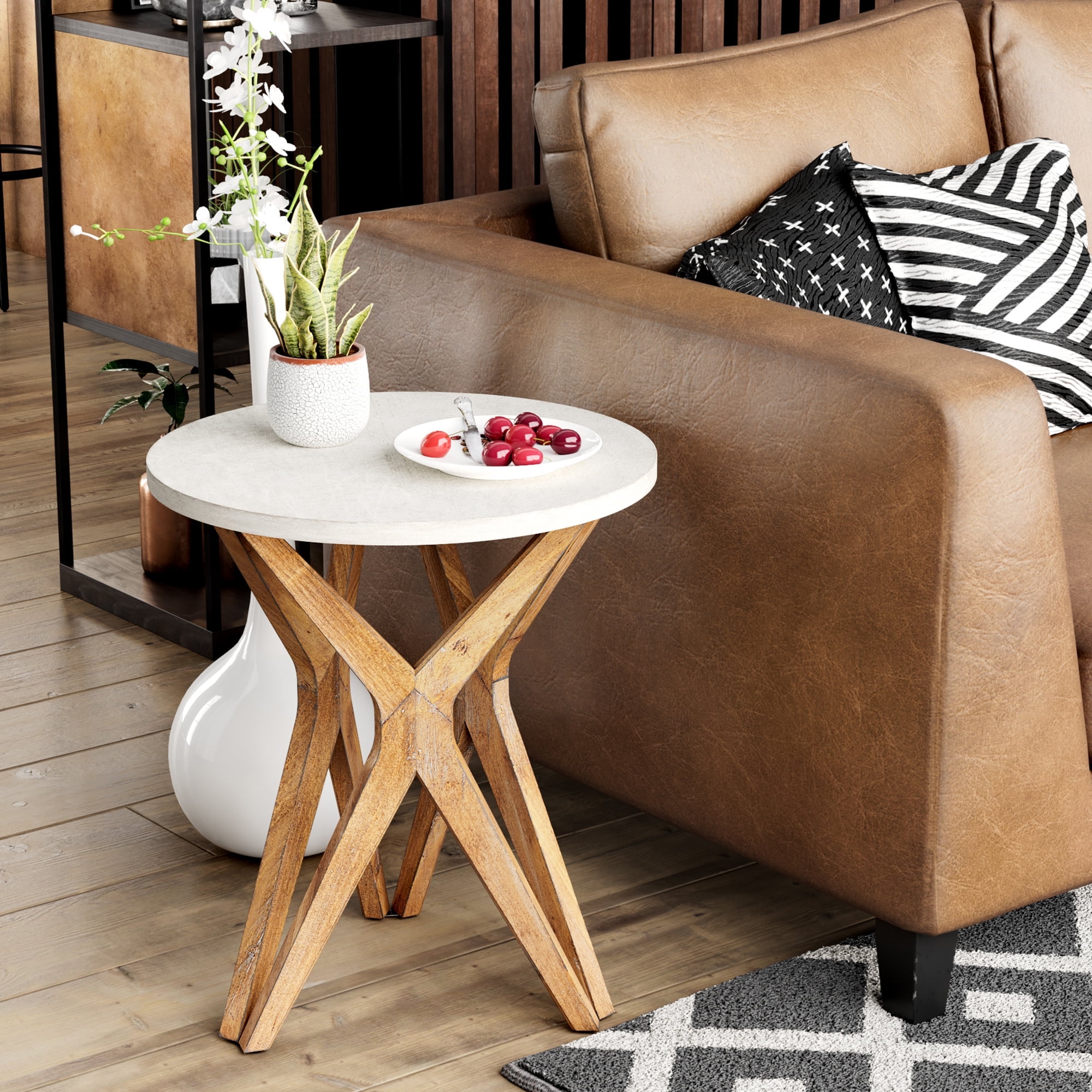 DecMode 13" x 22" Silver Aluminum Tray Inspired Top Accent Table with 3 ...