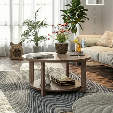 SAFAVIEH Mork Modern Style Natural Round Wood Coffee Table (40 in. W x ...