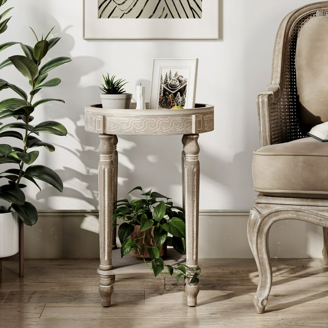 COZAYH Rustic Farmhouse End Table with Storage Shelf, French Country Accent Side Table for ...