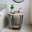 COZAYH Farm Wood Style Rustic End Table, French Country Accent Side Table with Storage Shelf ...