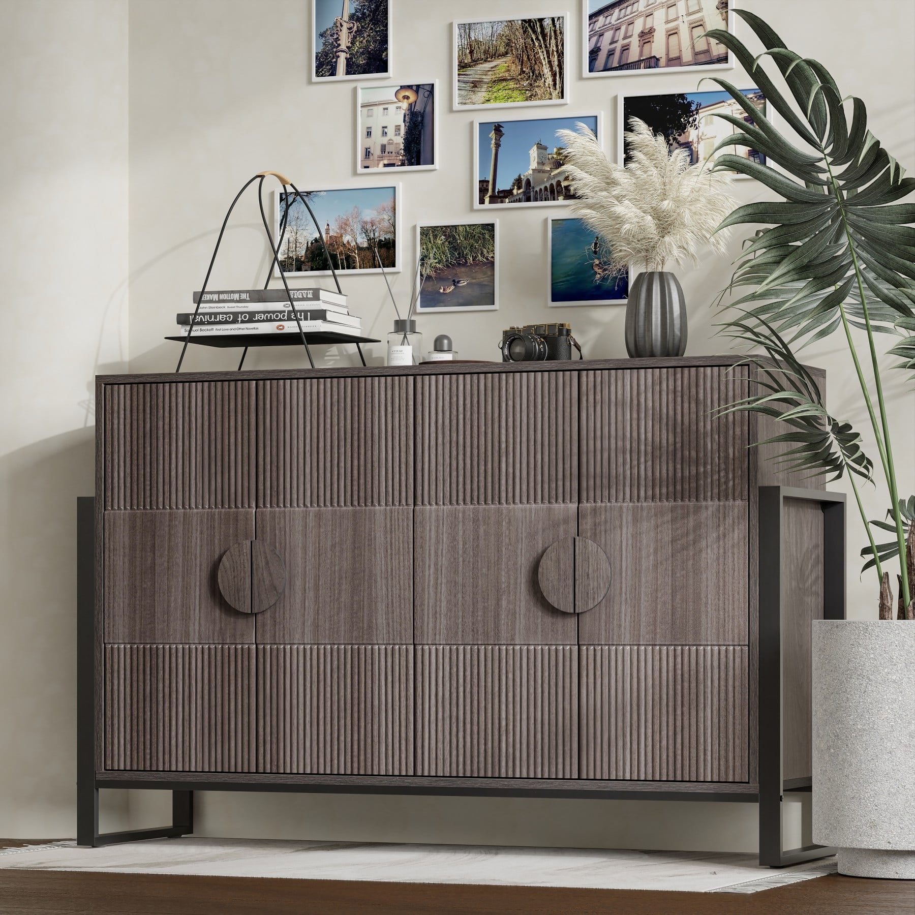 Sicotas Shoe 65" Fluted Sideboard Buffet Cabinet With Doors ...