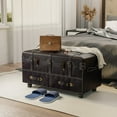 COZAYH Vintage Large Storage Trunk, Matte Black Chest Cabinet with ...