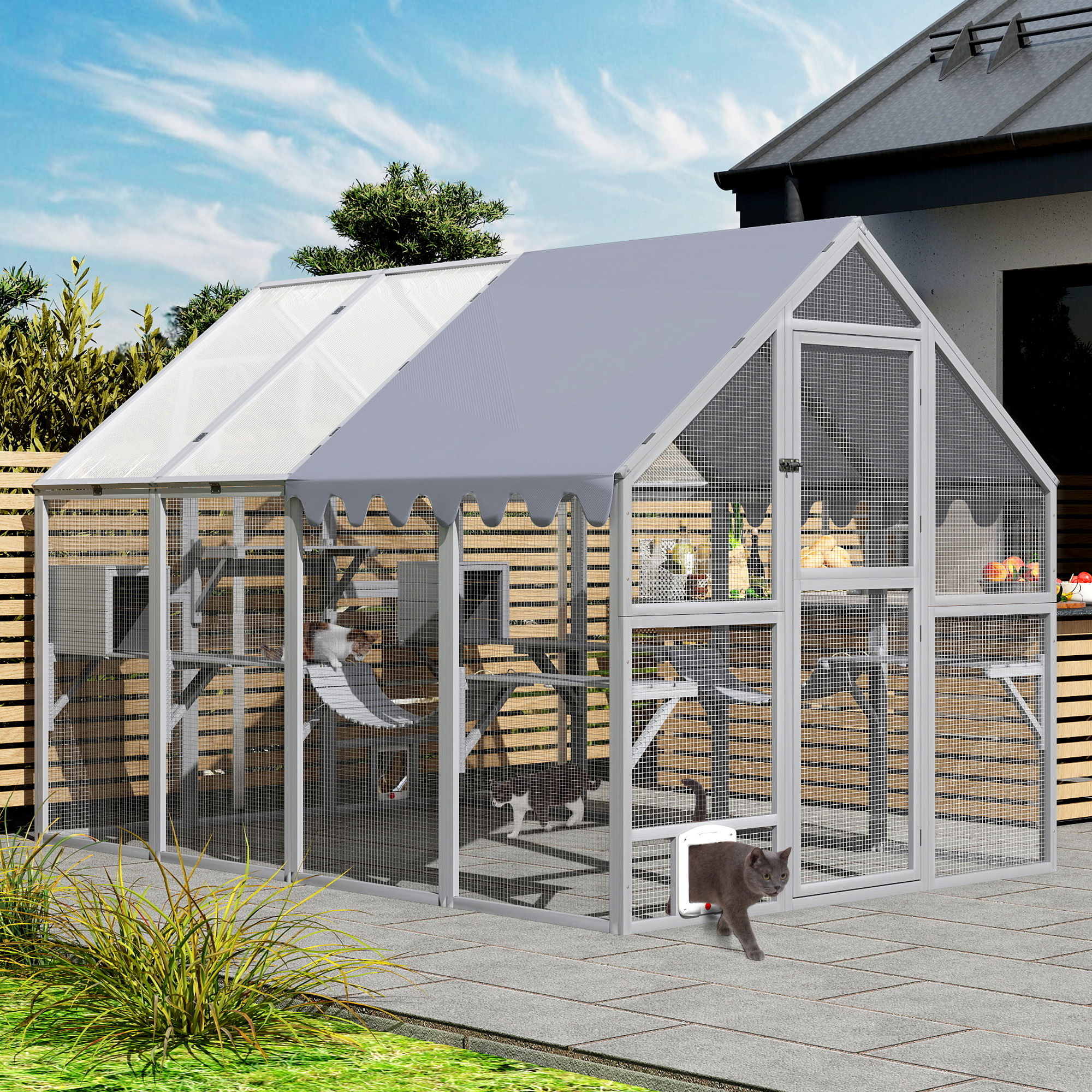 COZIWOW Catio Outdoor Cat Enclosure, 104" L Large Catio for Indoor Cats ...