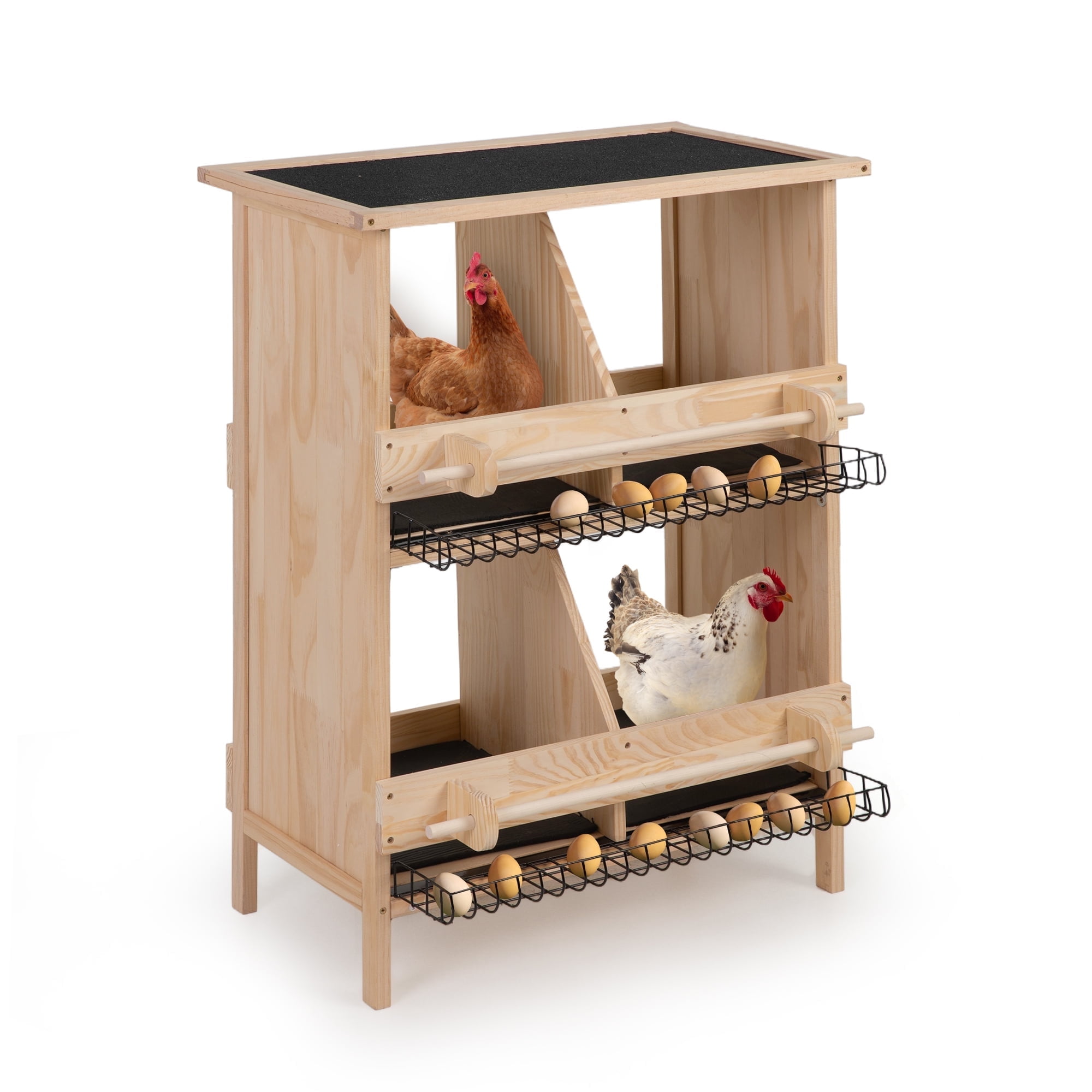 COZIWOW 2-Tier Nesting Boxes for Chicken Coop Wood 4-Compartment Egg ...