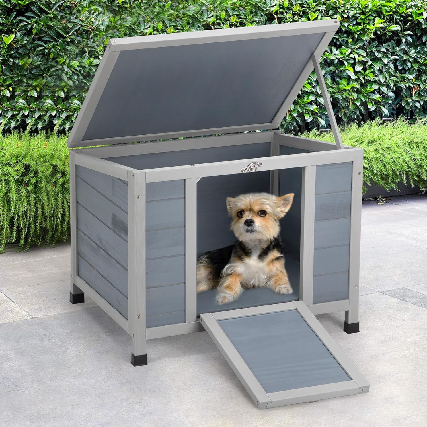COZIWOW 24inches Wooden Catio Outdoor Cat House Small Animal House ...