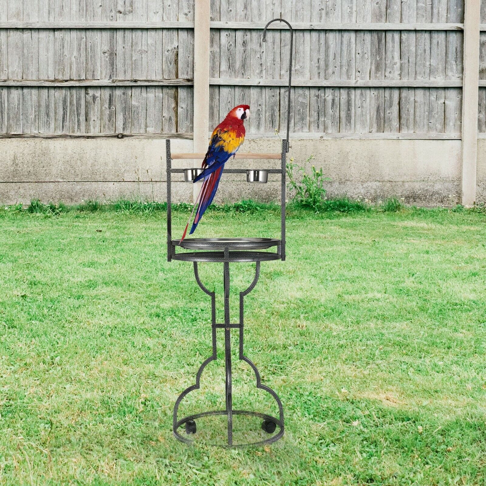 COZIWOW 72" Large Parrot Wood Perch Playstand Bird Stand with Stainless ...