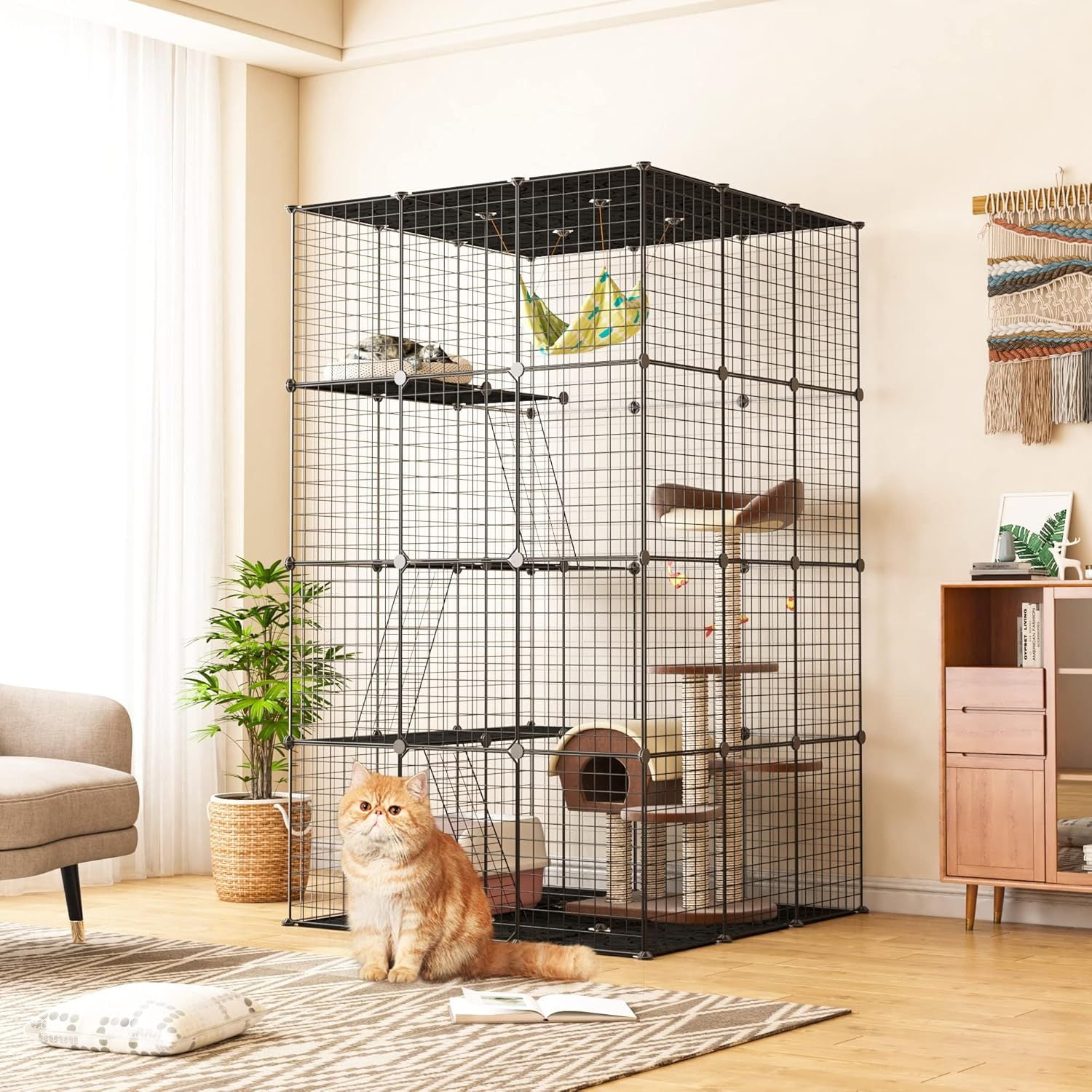 COZIWOW Cat Enclosures Indoor, 3-Tier Wire Cat Cages Indoor Large ...