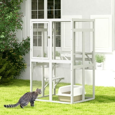 PawHut Catio Playground Cat Window Box Outside Enclosure w/ Scratching ...