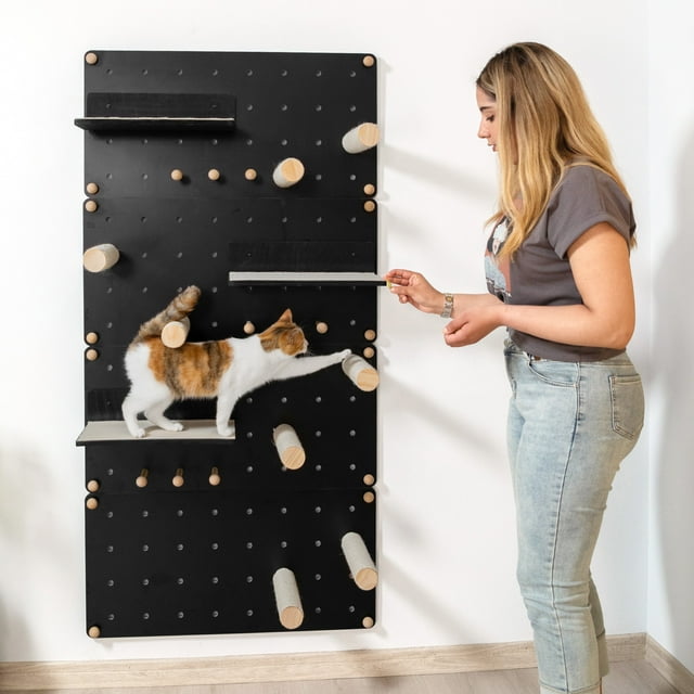 COZIWOW DIY Wall-Mounted Cat Climber Set Cat Wall Steps Climbing Frame ...