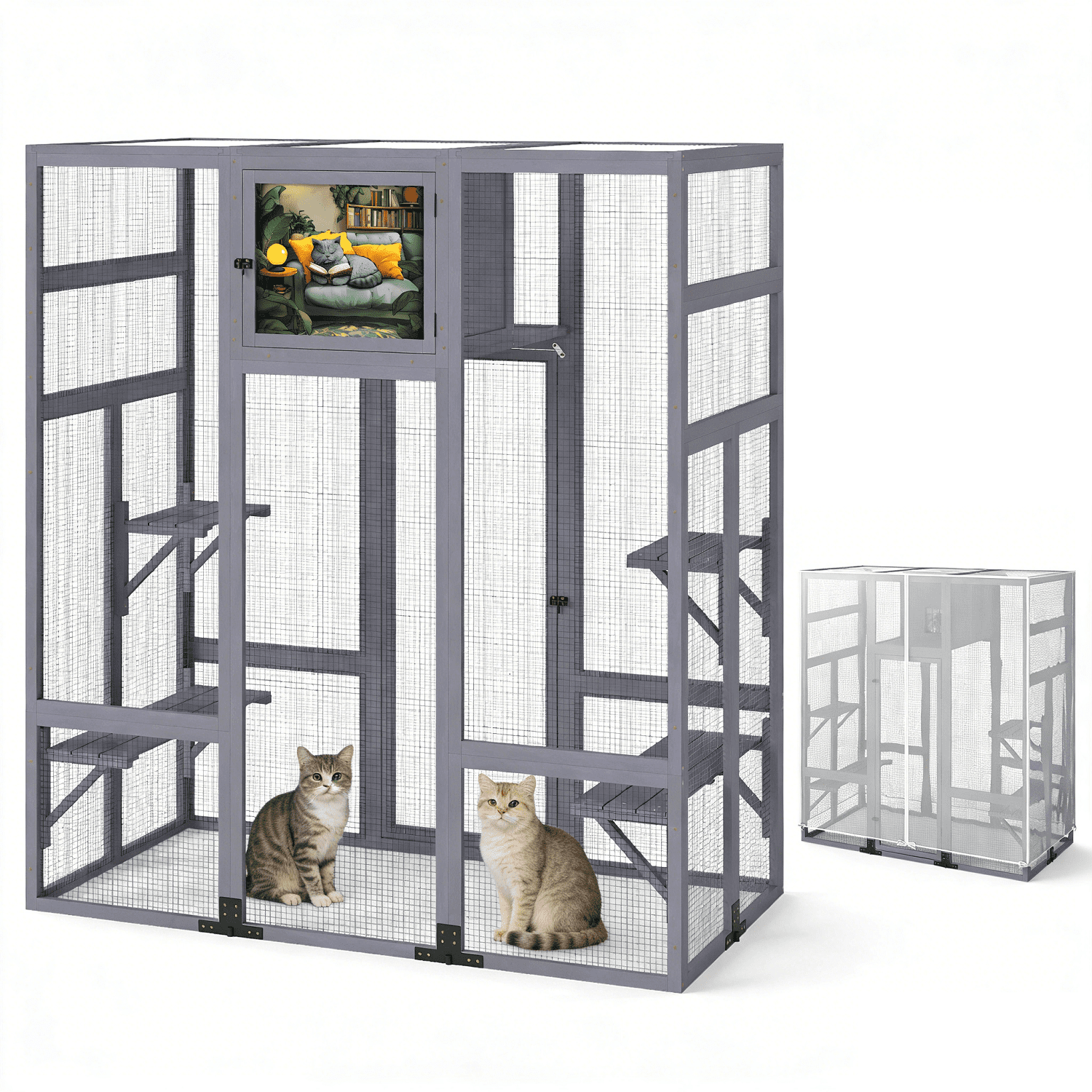 COZIWOW Extra Large Outdoor Cat House with 4-Way Pet Door ...