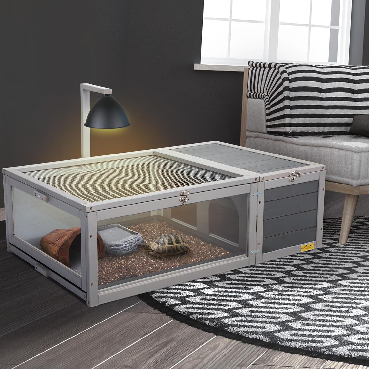 COZIWOW Wooden Tortoise Habitat Indoor Outdoor, Large Tortoise ...