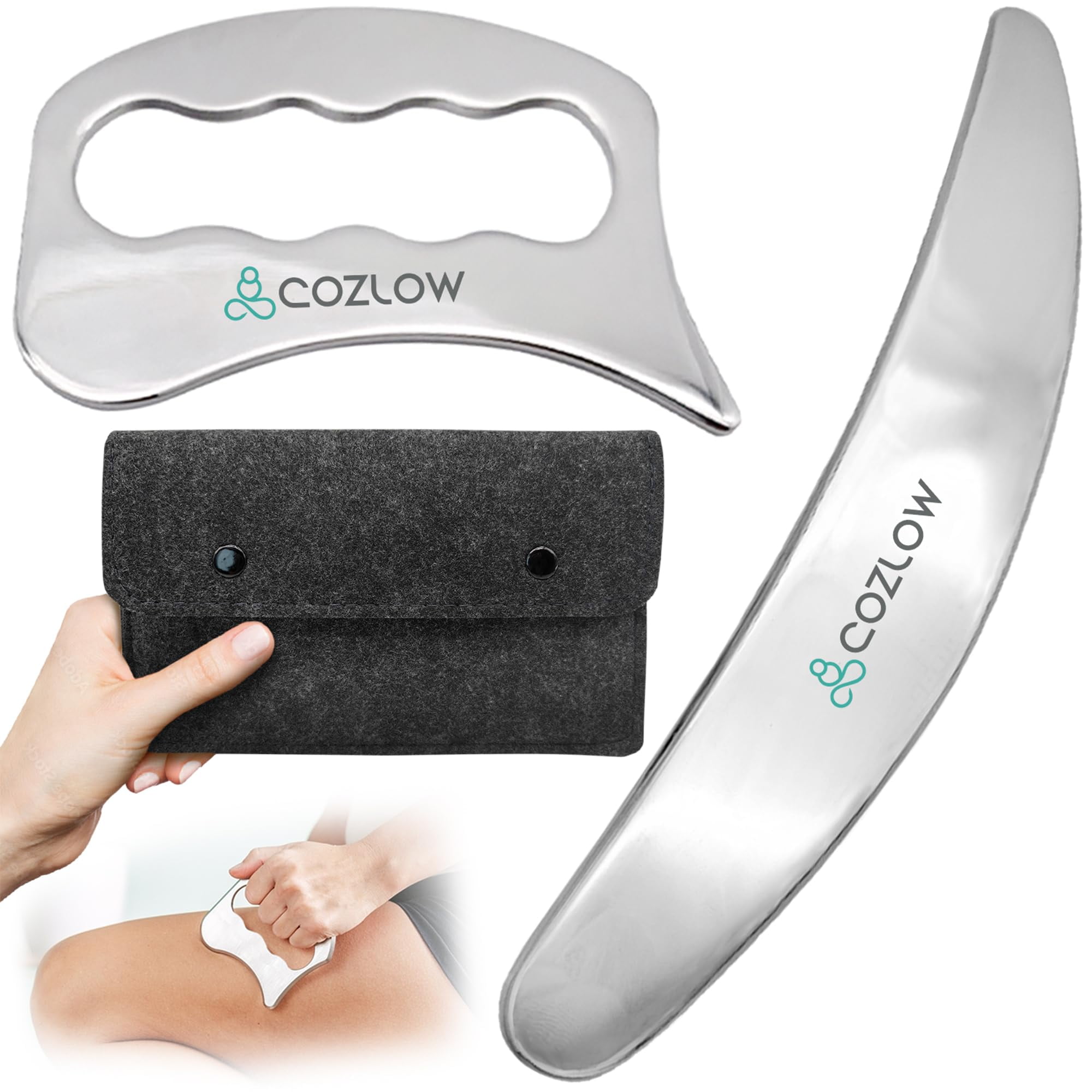 COZLOW 2-in-1 Muscle Scraper Tool Set - Skin Scraping Massage Tools for ...