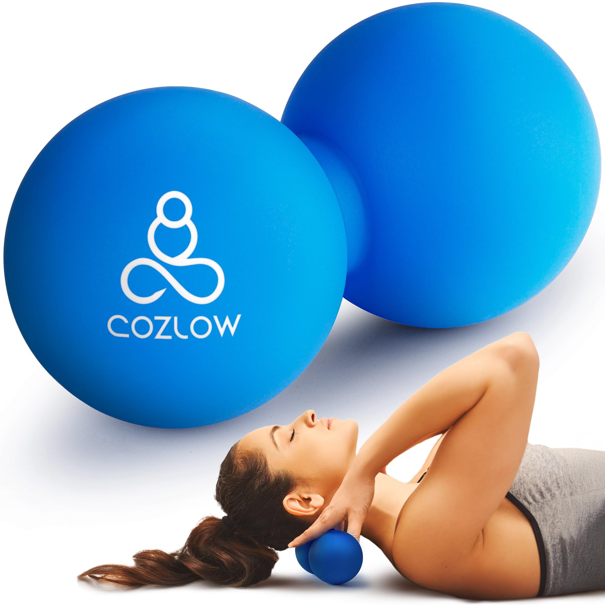 COZLOW Double Lacrosse Massage DMF15 Ball - Cobalt Blue - Peanut Trigger Point Roller for ...