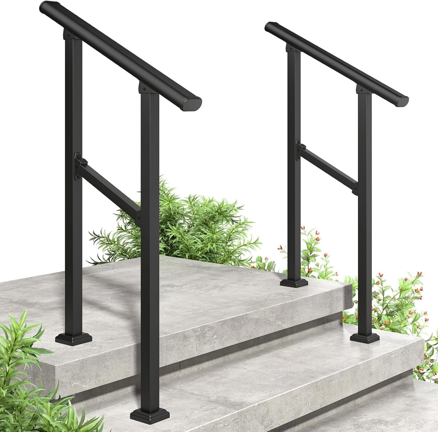 COZONY 1-2 Step Handrail, Indoor/Outdoor Safety Rail for Seniors, Fits ...