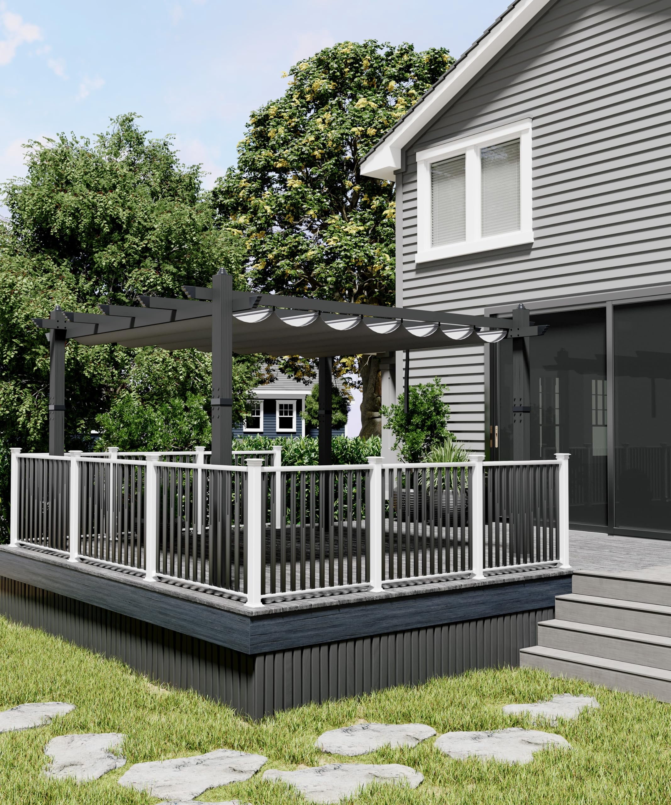 COZONY 10*13FT Retractable Canopy for Aluminum Pergola, Outdoor Metal ...