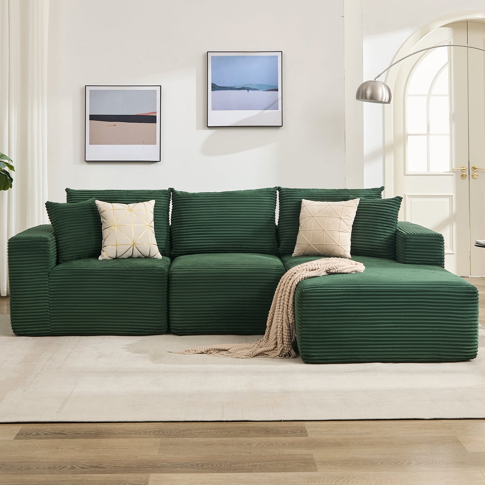 COZONY 108" L-Shaped Modular Sectional Cloud Sofa with 67.5" Reversible ...