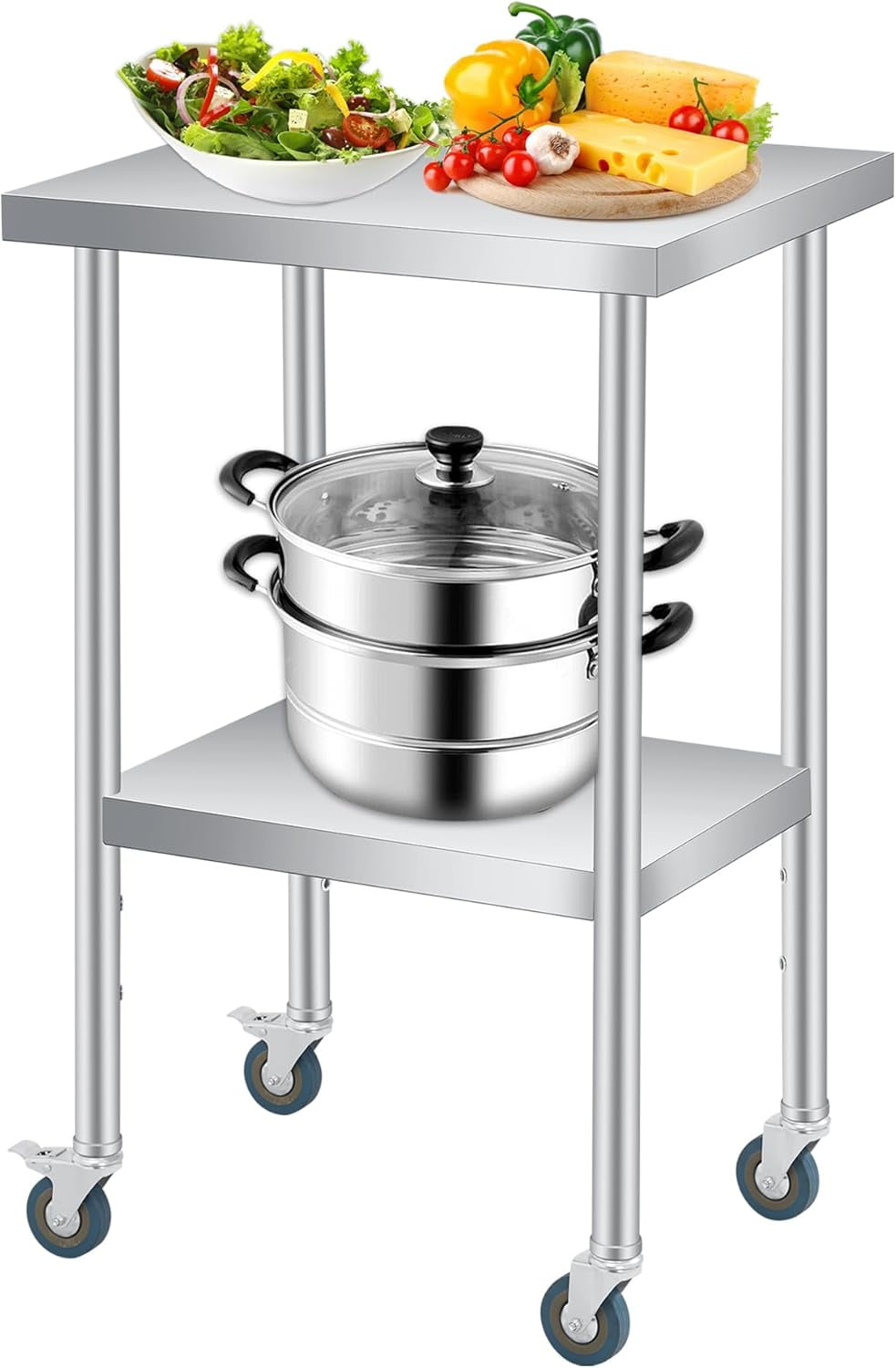 COZONY 12x24" Stainless Steel Prep Table, Adjustable Undershelf ...