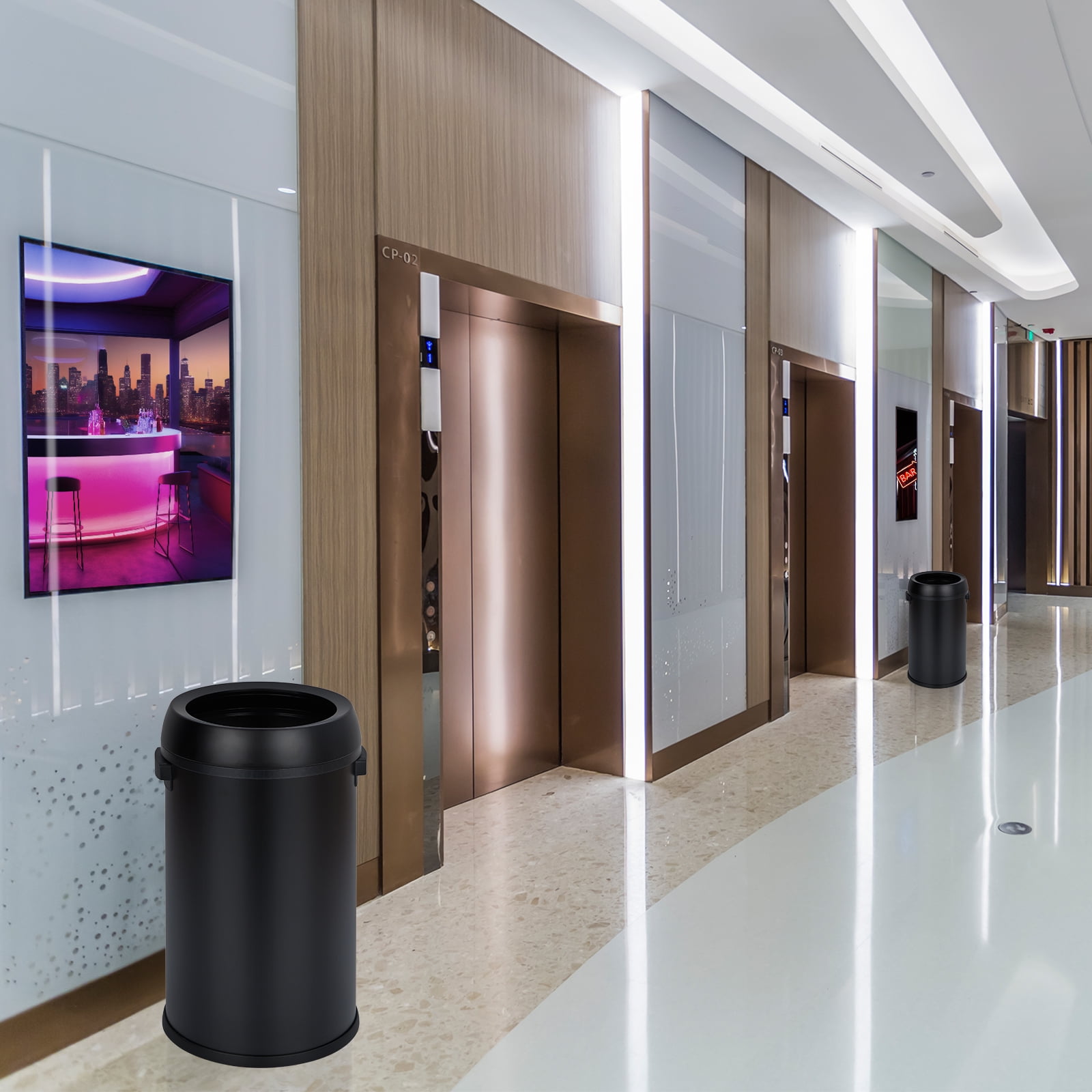 COZONY 17 Gallon Heavy Duty Trash Can, Durable Round Garbage Bin for ...