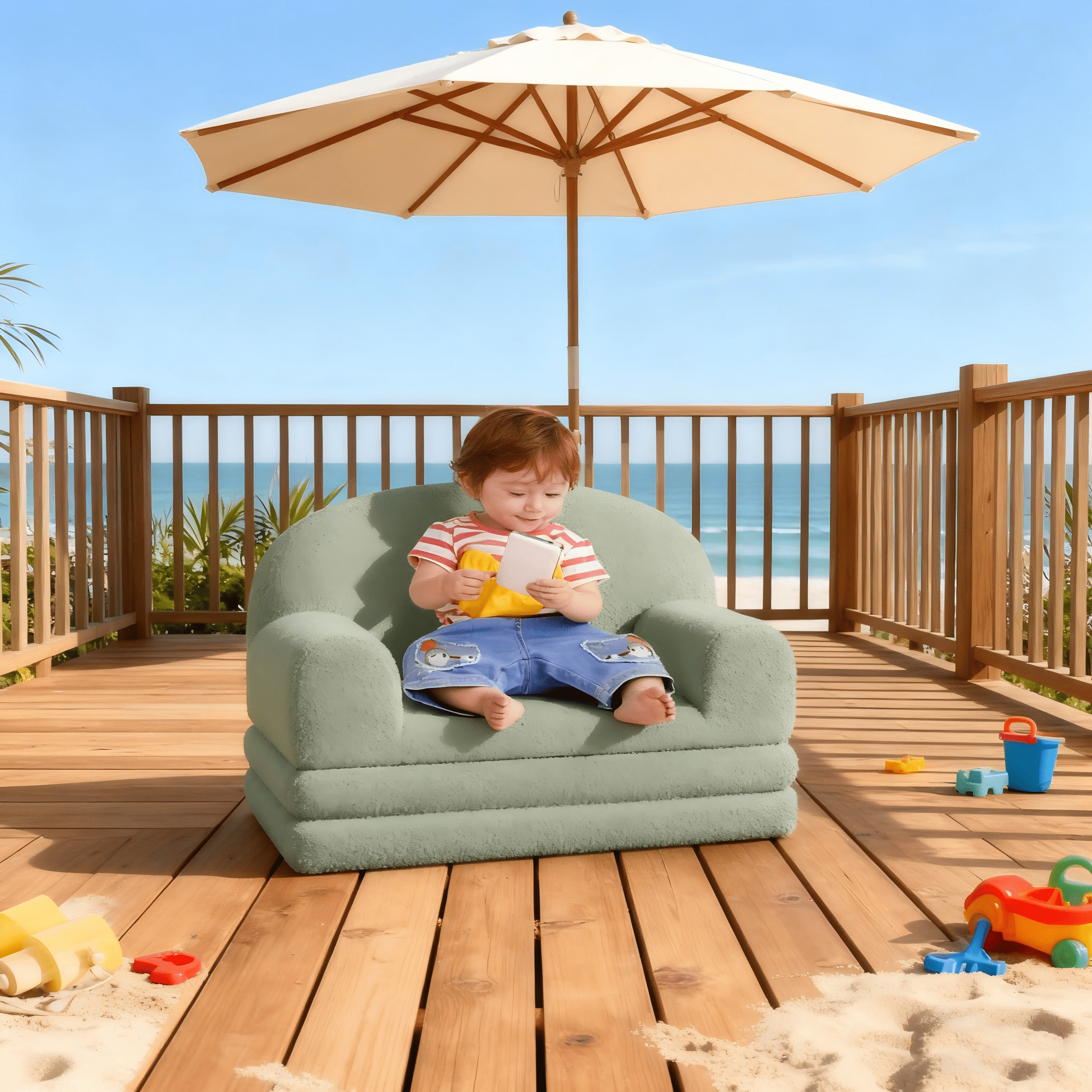 COZONY 2-in-1 Kids Sofa Chair, Convertible Toddler Couch Lounger, Fold ...